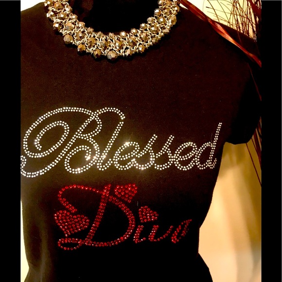 Tops | Blessed Diva Rhinestone Tshirt | Poshmark